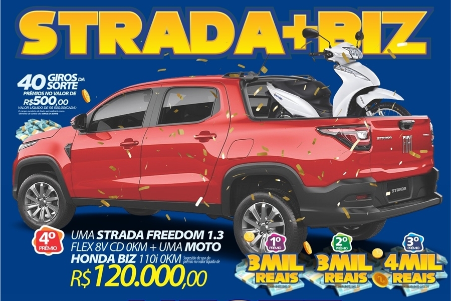 RONDÔNCAP: Fiat Strada + Honda Biz, 43 prêmios em dinheiro e título só ...